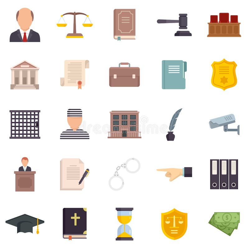Prosecutor Icons Set Flat Vector Isolated Stock Vector - Illustration ...