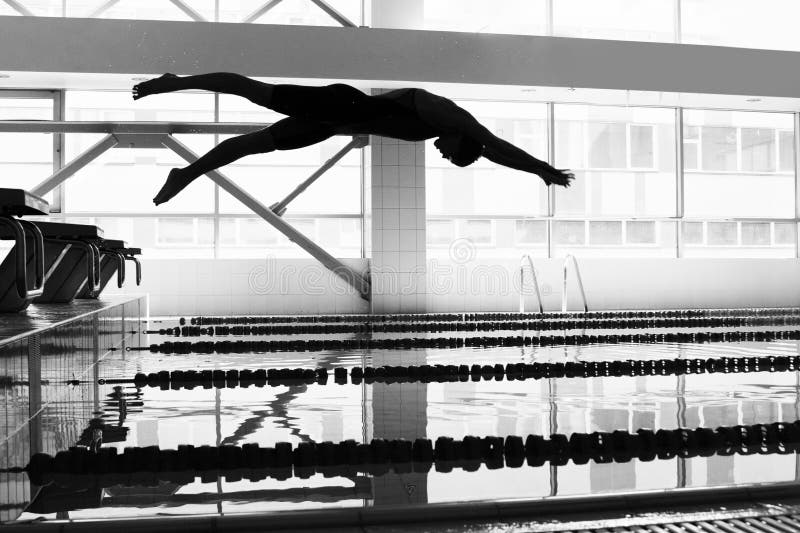 Prosfessional Woman Swimmer Jumping in To the Pool Stock Image - Image ...