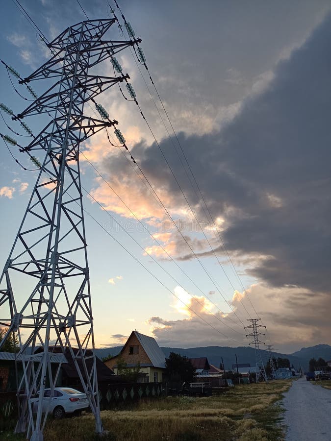 The Prospect of Electric Lines Stock Photo - Image of evening, dusk ...