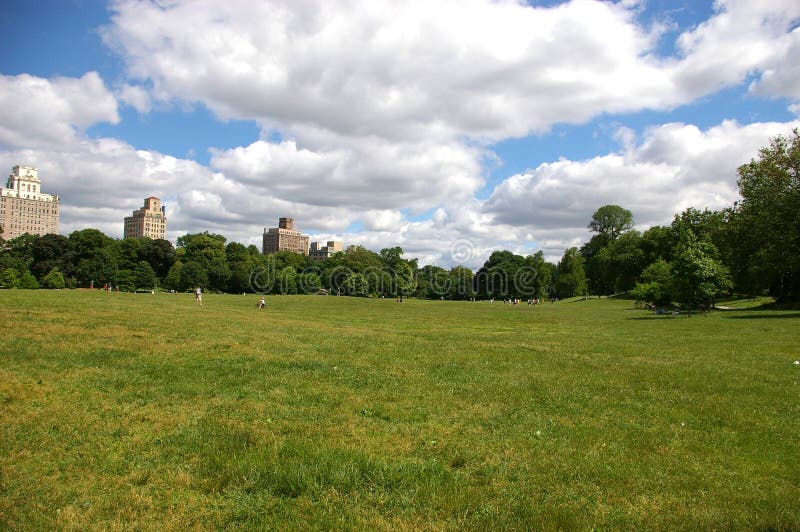 Aerial View of Prospect Park in Brooklyn and Downtown Manhattan Stock ...