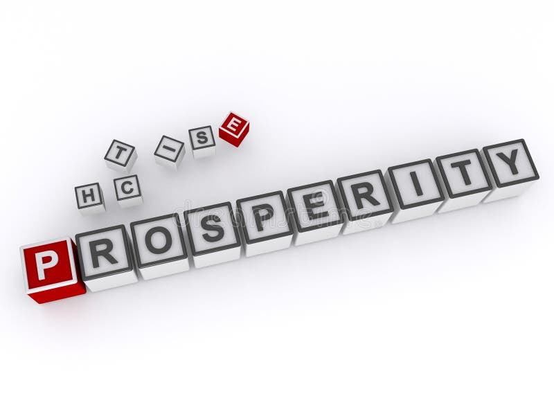 Prosperity Word Block on White Stock Illustration - Illustration of ...