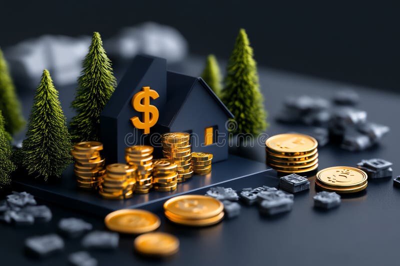 Prosperous Financial Landscape with Wealth Symbols and Economic ...