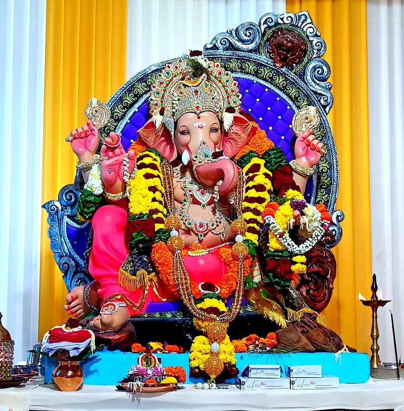 Prosperous Indian Deity the Lord Ganesh Stock Image - Image of purple ...