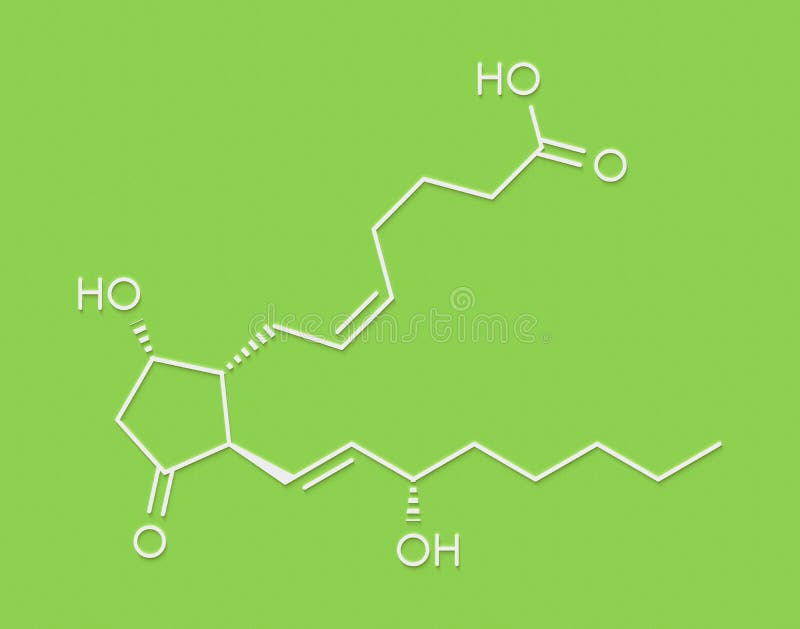 Prostaglandin D2 , PGD2 , Prostaglandin, C20H32O5 Molecule. Skeletal ...