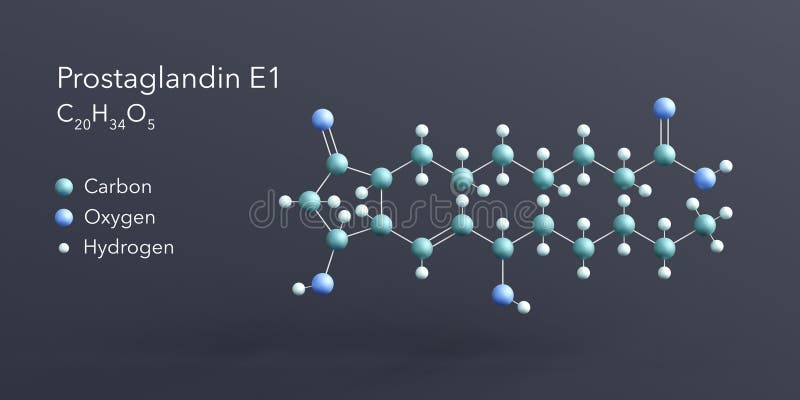 Prostaglandin E1 Molecule 3d Rendering, Flat Molecular Structure with ...