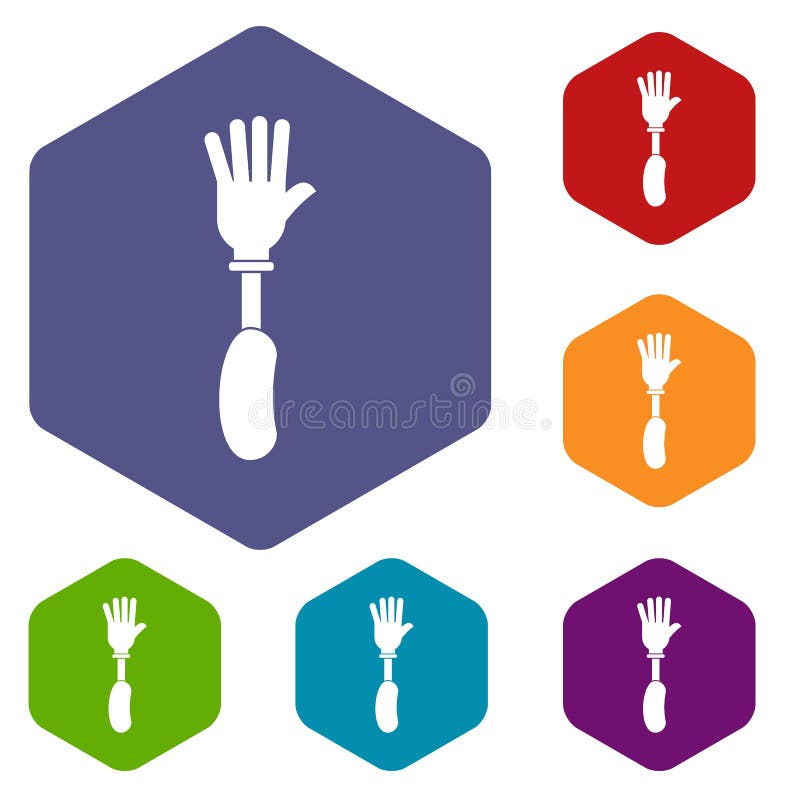 Prosthesis Hand Icons Set Hexagon Stock Vector - Illustration of ...