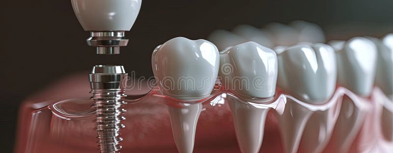 Prosthetics Tooth Implant Tooth Attached To Jaw with Pin Stock Photo ...