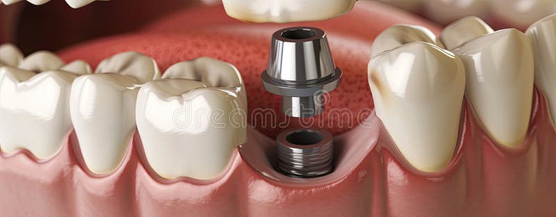 Prosthetics Tooth Implant Tooth Attached To Jaw with Pin Stock Image ...