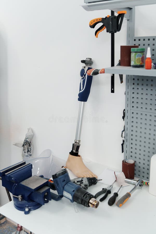Prosthetics Workshop with Tools and Artificial Limb Stock Photo - Image ...