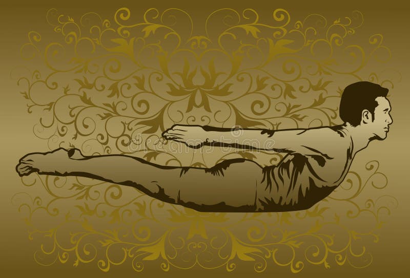 A Prostrate Yoga Posture stock illustration. Illustration of drill ...