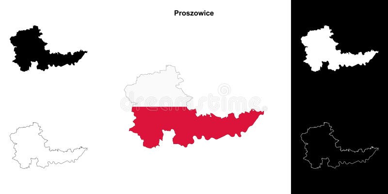 Proszowice outline map stock vector. Illustration of boundary - 356922644