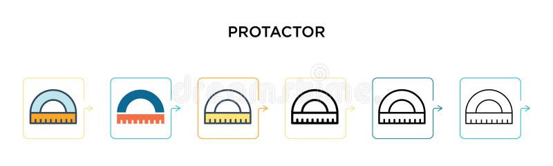 Protactor Vector Icon in 6 Different Modern Styles. Black, Two Colored ...