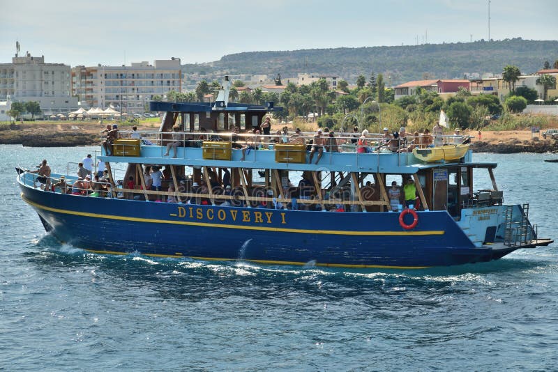 Protaras, Cyprus - Oct 10. 2019. Discovery I -Sightseeing Ship with ...