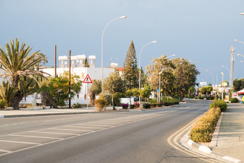 Protaras. Street with Villas and Cottages in Protaras on Cyprus ...