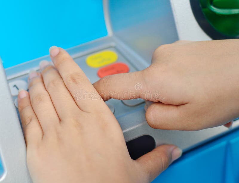 Protect of ATM Pin by Hands Stock Photo - Image of customer, banking ...