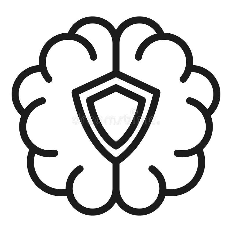 Protect Brain Icon Outline Vector. Shield Care Stock Vector ...