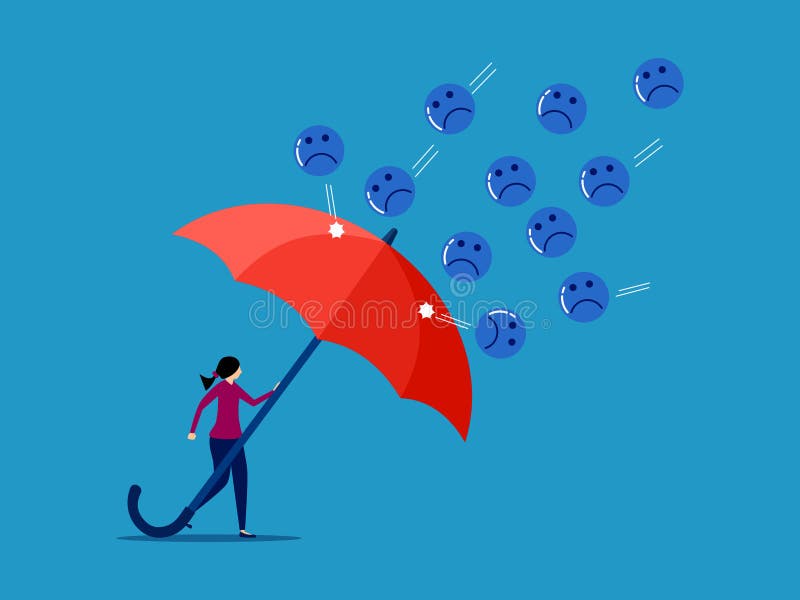 Protect or Control Emotions. Woman Protecting Herself with Big Umbrella ...