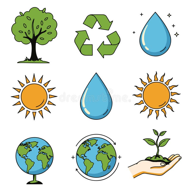 Protect the earth icon set stock illustration. Illustration of symbol ...
