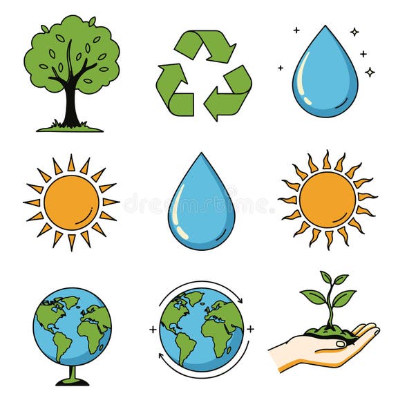 Protect the earth icon set stock illustration. Illustration of symbol ...