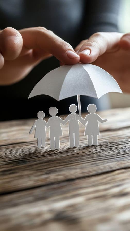 Protect Family with Umbrella and Papercut, Concept of Protection and ...