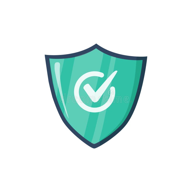Protect, Guard the Shield. Shield Check Mark Icon. Modern Cartoon ...