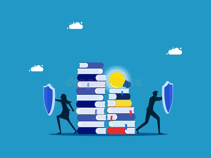 Protect Information or Knowledge. Business Men and Women Holding ...