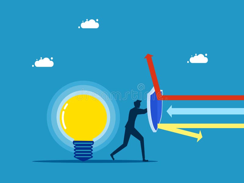 Protect Knowledge. Man Holding a Shield To Protect the Light Bulb Stock ...