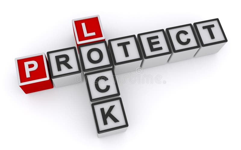 Protect lock word block stock illustration. Illustration of password ...