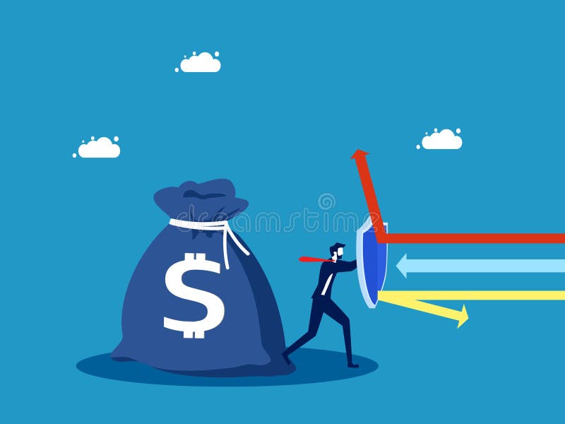 Protect Money or Profits. Businessman Holding a Shield To Protect the ...