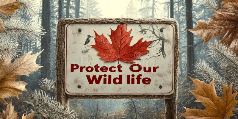 Protect Our Wildlife Sign in Forest Setting Stock Illustration ...