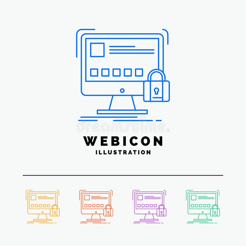 Protect, Protection, Lock, Safety, Secure 5 Color Line Web Icon ...