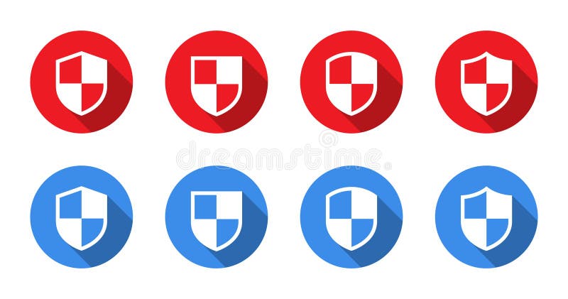 Protect, Protection Shield Icon Set with Long Shadow. Secure, Safe Sign ...
