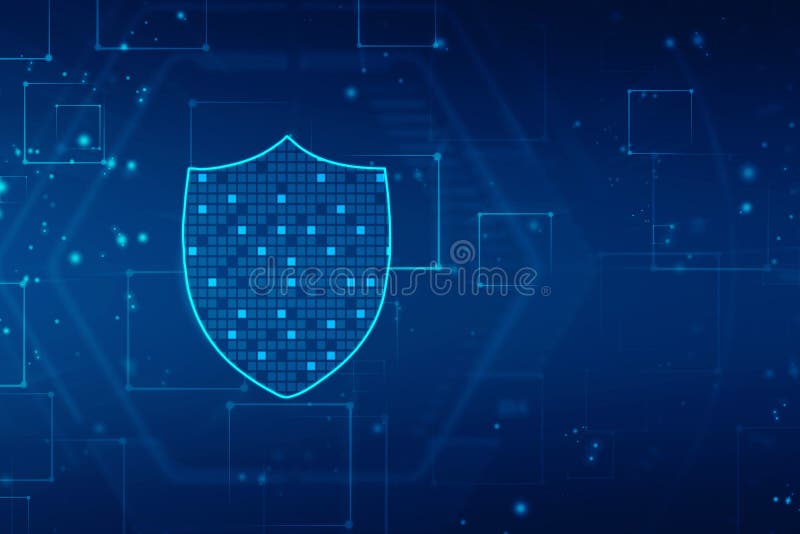 Protect and Security Concept. Digital Shield on Abstract Technology ...