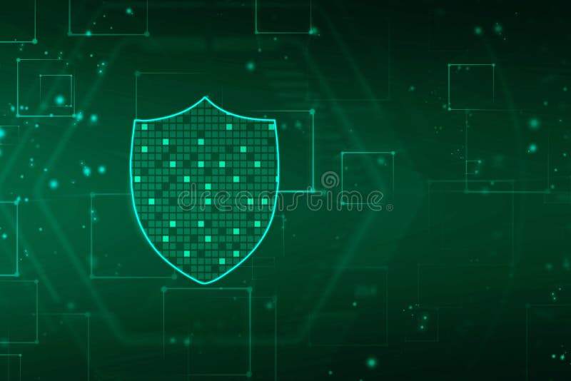 Protect and Security Concept. Digital Shield on Abstract Technology ...