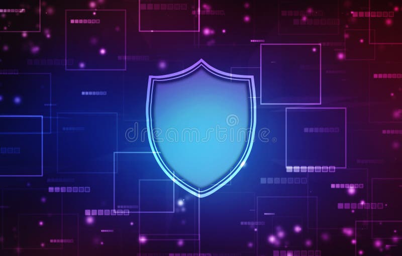 Protect and Security Concept. Digital Shield on Abstract Technology ...