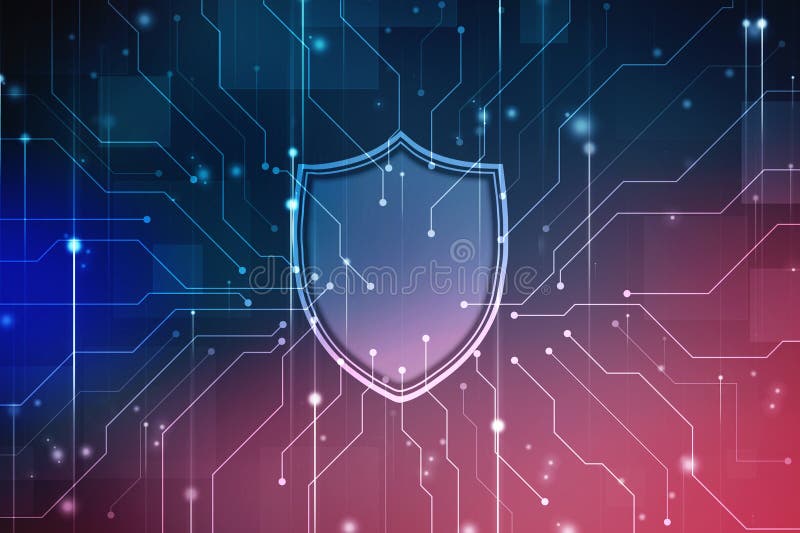 Protect and Security Concept. Digital Shield on Abstract Technology ...