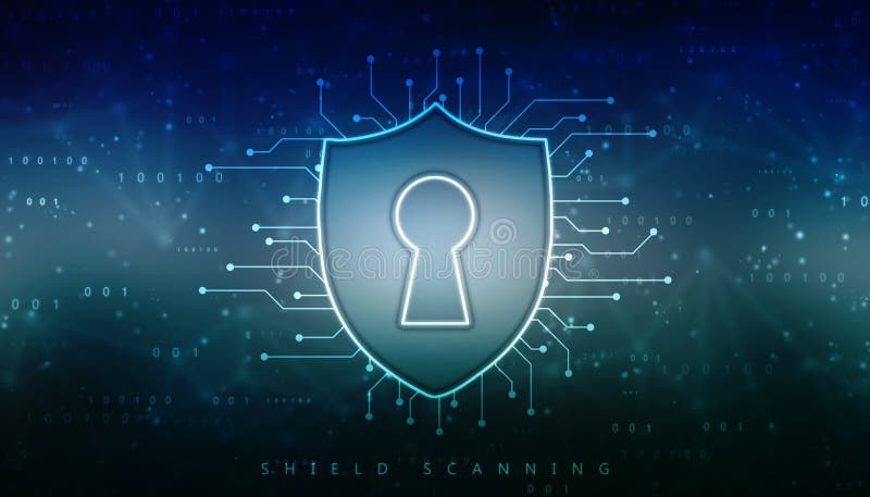 Protect and Security Concept. Digital Shield on Abstract Technology ...