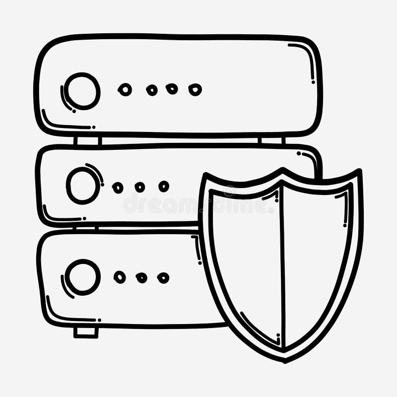 Protect Sever Doodle Vector Icon. Drawing Sketch Illustration Hand ...