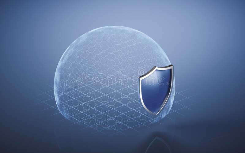 Protect Shield and Hexagon Layer, 3d Rendering Stock Illustration ...