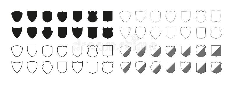 Protect Shields Black Silhouettes Icons. Shield Various Shapes and ...
