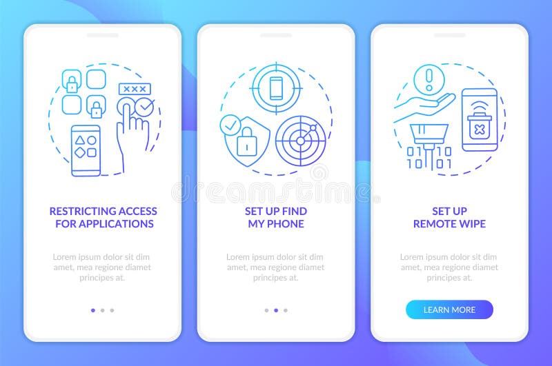 Protect Smartphone Blue Gradient Onboarding Mobile App Screen Stock ...