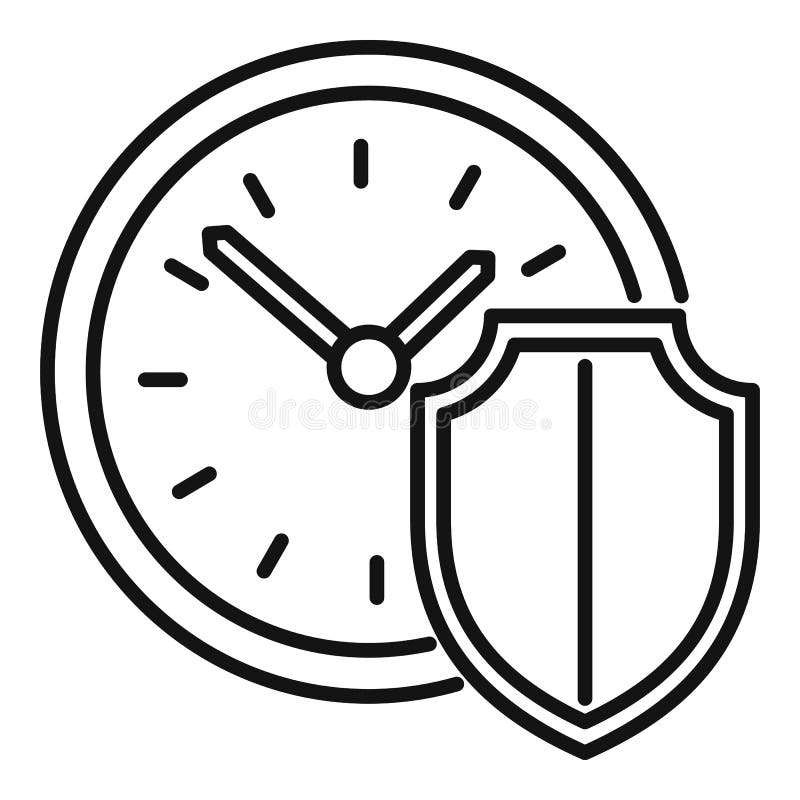 Protect Time Icon Outline Vector. Safe Clock Stock Vector ...