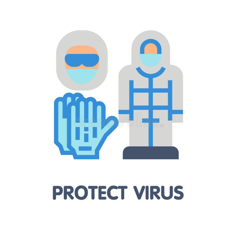 Protect Virus Flat Icon Style Design Illustration on White Background ...