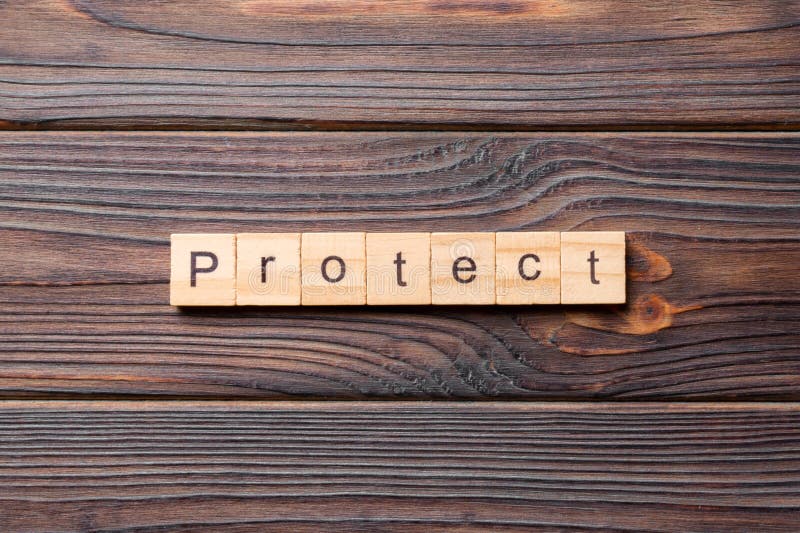 PROTECT Word on Block Concept. PROTECT Word Made with Wooden Blocks on ...