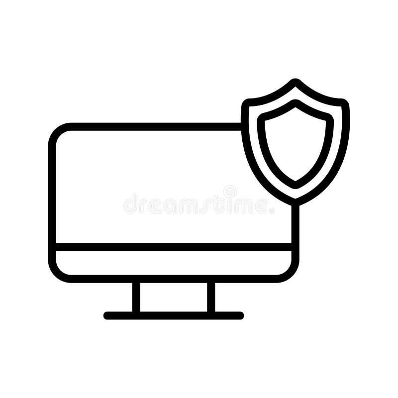 Protect Your Personal Computer Icon Vector. Isolated Contour Symbol ...