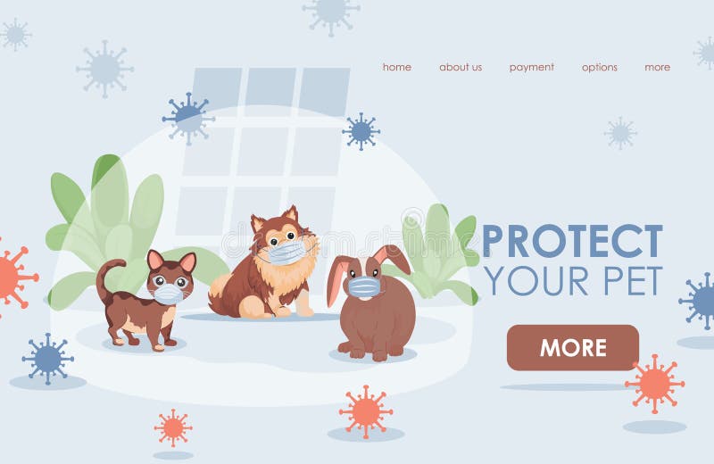 Protect Your Pet Vector Flat Landing Page Template with Text Space ...