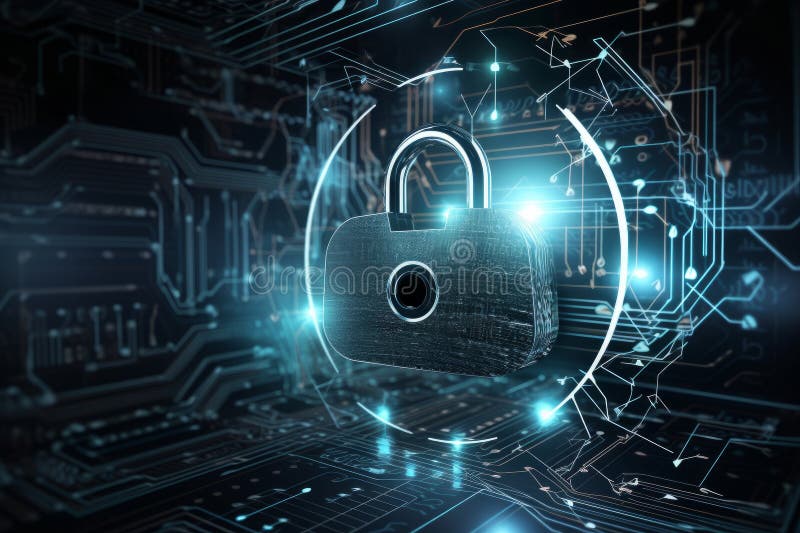 Secure Your Tech with Lock on Abstract Background, Cyber Security ...