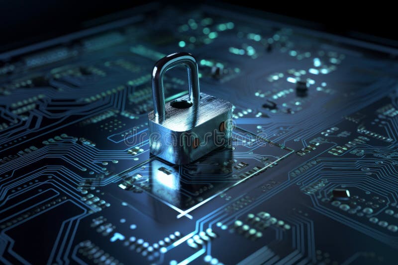 Secure Your Tech with Lock on Abstract Background, Cyber Security ...