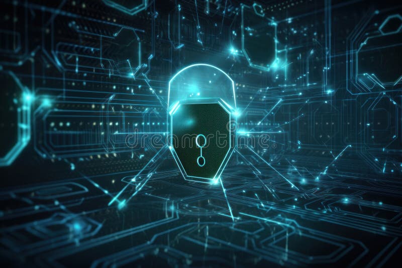Secure Your Tech with Lock on Abstract Background, Cyber Security ...