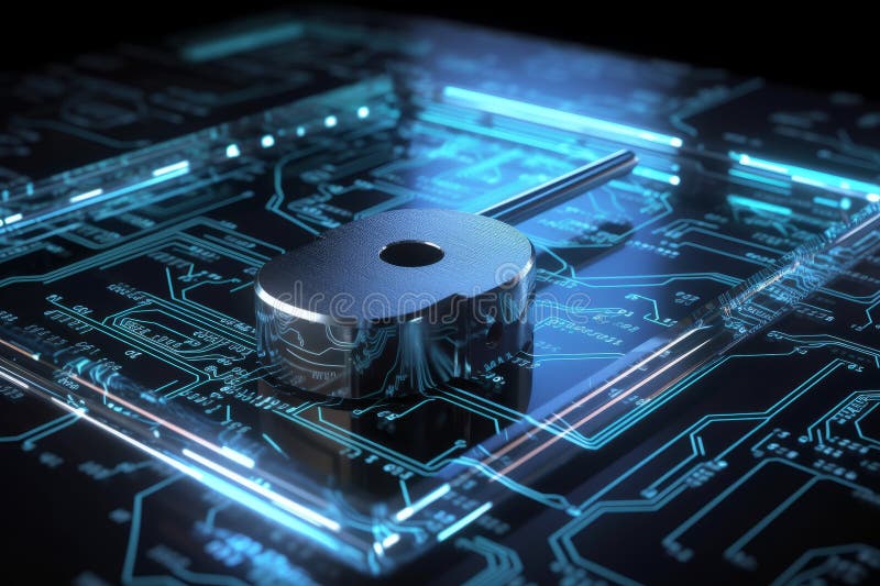 Secure Your Tech with Lock on Abstract Background, Cyber Security ...